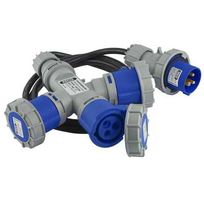 Connexs 16A 2P+E 240V 3 Way Y Splitter with Cable and Plug IP67 ...
