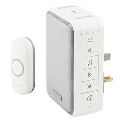 Honeywell 150m Wireless Plug In Door Chime Kit 6 Tunes Halo LED White ...