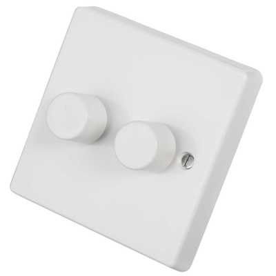 Crabtree 400W 2 Gang 2 Way Dimmer Switch White (4192/PU) | CEF