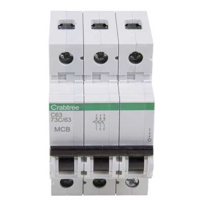 Crabtree Polestar Compact 63A Triple Pole 16kA C Curve MCB (73C/63) | CEF