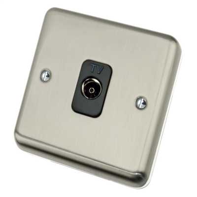 Deta 1 Gang Coaxial Isolated Socket Black Insert Satin Chrome (1940SCB ...