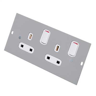 Electrak 75mm Plate with 2 Gang Switched Socket Low Noise Clean Earth ...
