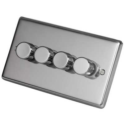 Eurolite 480W 4 Gang 2 Way LED Dimmer Switch Polished Stainless Steel ...