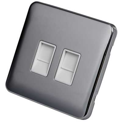 Schneider Lisse Deco 1 Gang Twin RJ45 CAT5E Socket White Insert ...