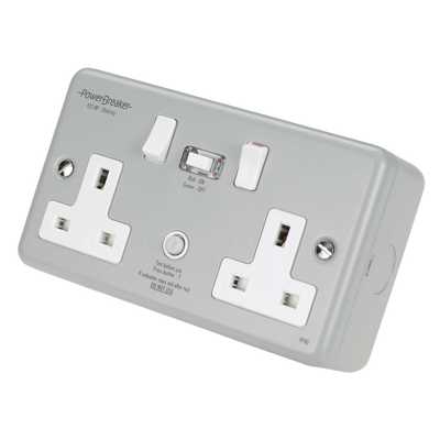 PowerBreaker 13A 2 Gang RCD Type A Passive Metal Clad Socket (K22-MP) | CEF
