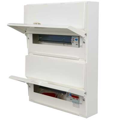 Hager 12 + 14 Dual Row Dual RCD Split Load Metal Clad Consumer Unit ...