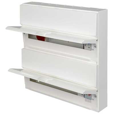 Hager 18 + 20 Dual Row Dual RCD Split Load Metal Clad Consumer Unit ...