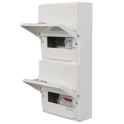 Hager 4 + 6 Dual Row Dual 100A RCD Split Load Metal Clad Consumer Unit ...