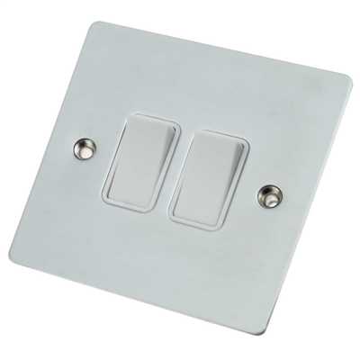 Hamilton Sheer 10A 2 Gang 2 Way Light Switch White Insert Satin Chrome ...