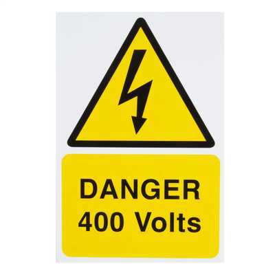 Industrial Signs 150mm x 225mm Danger 400 Volts Label (Sold In 1's ...