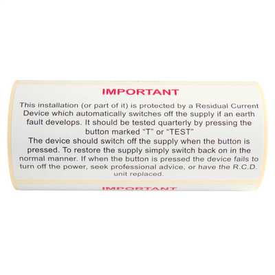 Industrial Signs 130mm x 60mm Important RCD Testing Label (Roll of 100 ...