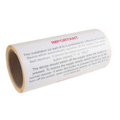 Industrial Signs 130mm x 60mm Important RCD Testing Label (Roll of 100 ...