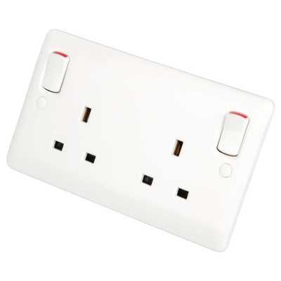 Legrand 13A DP 2 Gang Switched Socket Clean Earth White (730074) | CEF