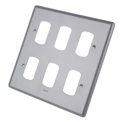 Legrand 6 Gang Grid Front Plate Metalclad (733982) | CEF