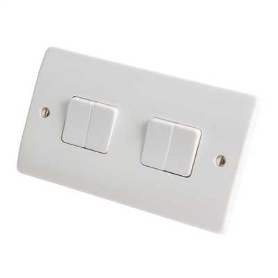 MK Logic Plus 10A 4 Gang 2 Way Light Switch White (K4874WHI) | CEF