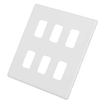MK Aspect 6 Gang Grid Front Plate White (K24346WHI) | CEF