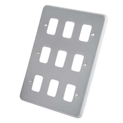 MK Grid Plus 9 Gang Grid Front Plate Metalclad (K3499ALM) | CEF