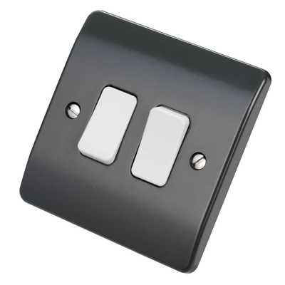 MK Logic Plus 10A 2 Gang 2 Way Light Switch Graphite (K4872GRA) | CEF