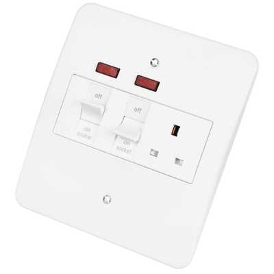 MK Logic Plus 45A DP Cooker Control Unit with Neon White Metal Flush ...