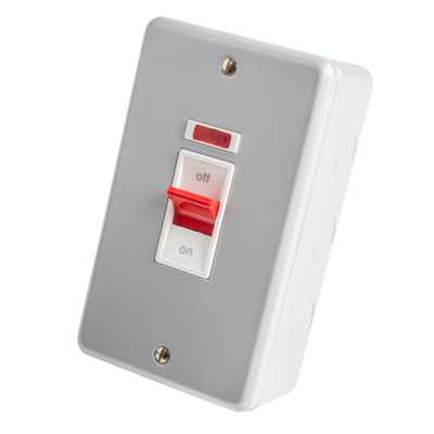 MK Metalclad Plus 45A DP 2 Gang Vertical Switch with Neon Metal Clad ...