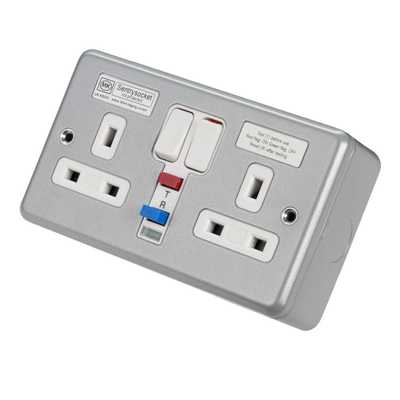 MK Sentry Socket 13A 2 Gang Active RCD Socket Metal Clad (K6231ALM) | CEF