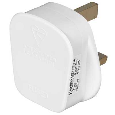 Knightsbridge 13A Plug Top 13A Fused with Screw Cord Grip White (SN1383 ...
