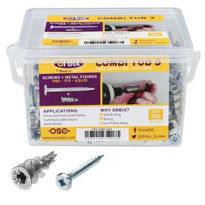 Orbix Trade Tub Plasterboard Fixings 4.2 x 35mm Screws (Tub of 150 ...