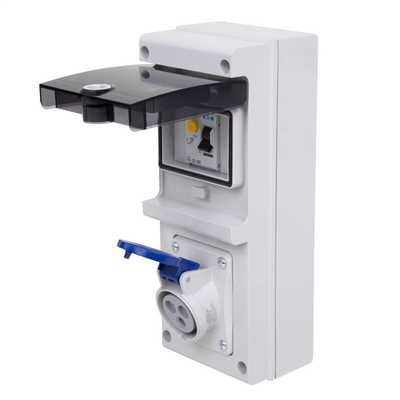 Scame BLOCK COMBI-UNIT 16A 2P+E 230V RCD Protected Socket IP44 (632. ...