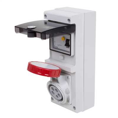 Scame BLOCK COMBI-UNIT 16A 3P+ N + E 415V RCD Protected Socket IP66 ...