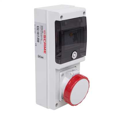 Scame BLOCK COMBI-UNIT 16A 3P+ N + E 415V RCD Protected Socket IP66 ...