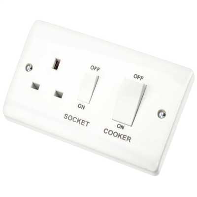 Scolmore Click Mode 45A DP Cooker Unit with White Rockers White(CMA504 ...