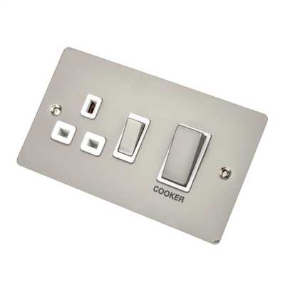 Scolmore Click Define 45A Cooker Control Unit White Insert Pearl Nickel (FPPN504WH) | CEF