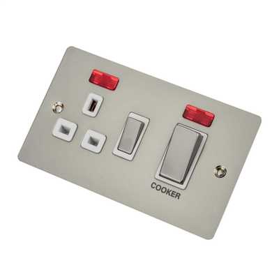 Scolmore Click Define 45A Cooker Control Unit with Neon White Insert Pearl Nickel (FPPN505WH) | CEF