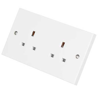 Scolmore Click Polar 13A 2 Gang Unswitched Socket White (PRW032) | CEF