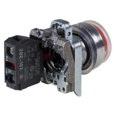 Schneider Telemecanique Flush Momentary 1 NC Booted Pushbutton Red ...