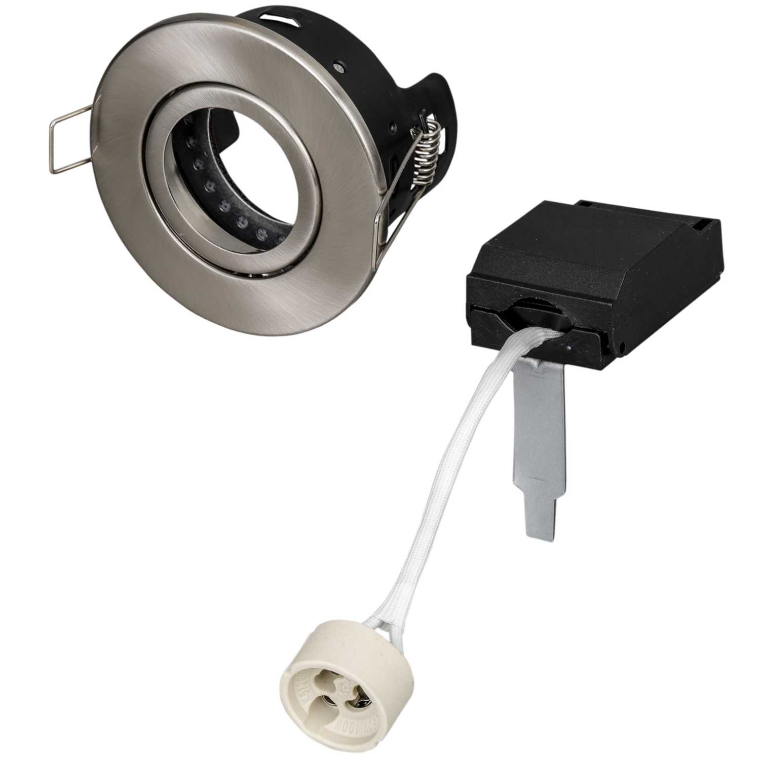 Bell Firestay GU10 Fire Rated Tilt Downlight Satin Nickel (10656) | CEF