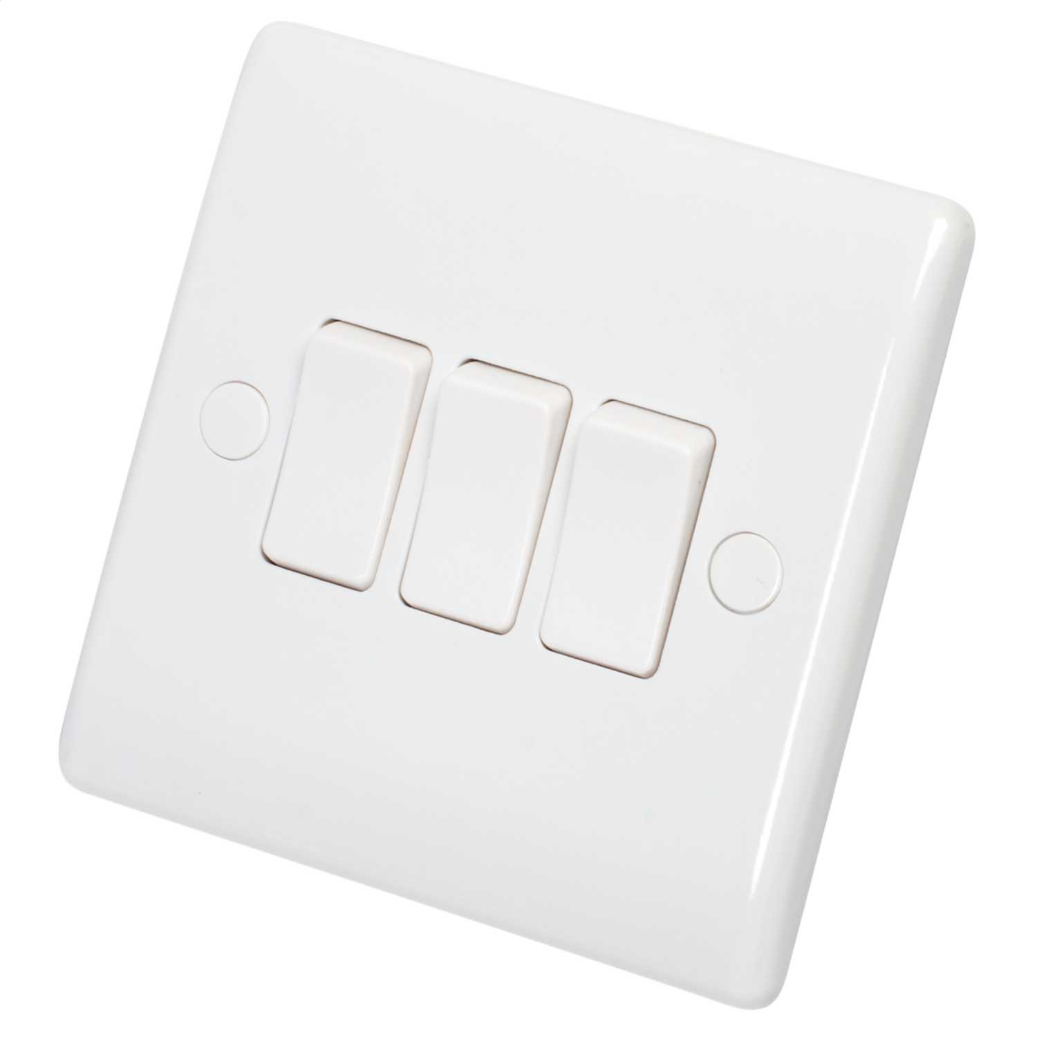 BG Nexus 10A 3 Gang 2 Way Light Switch White (843) | CEF