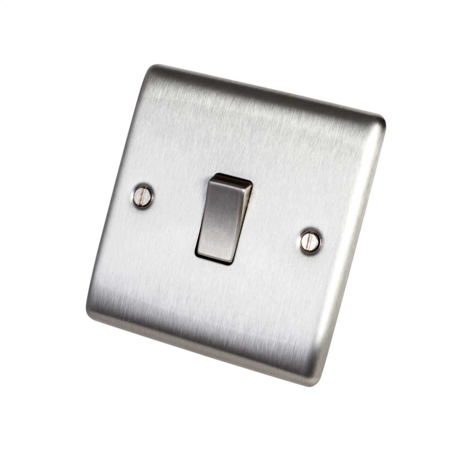 BG 10A 1 Gang 2 Way Light Switch Brushed Steel (NBS12) | CEF