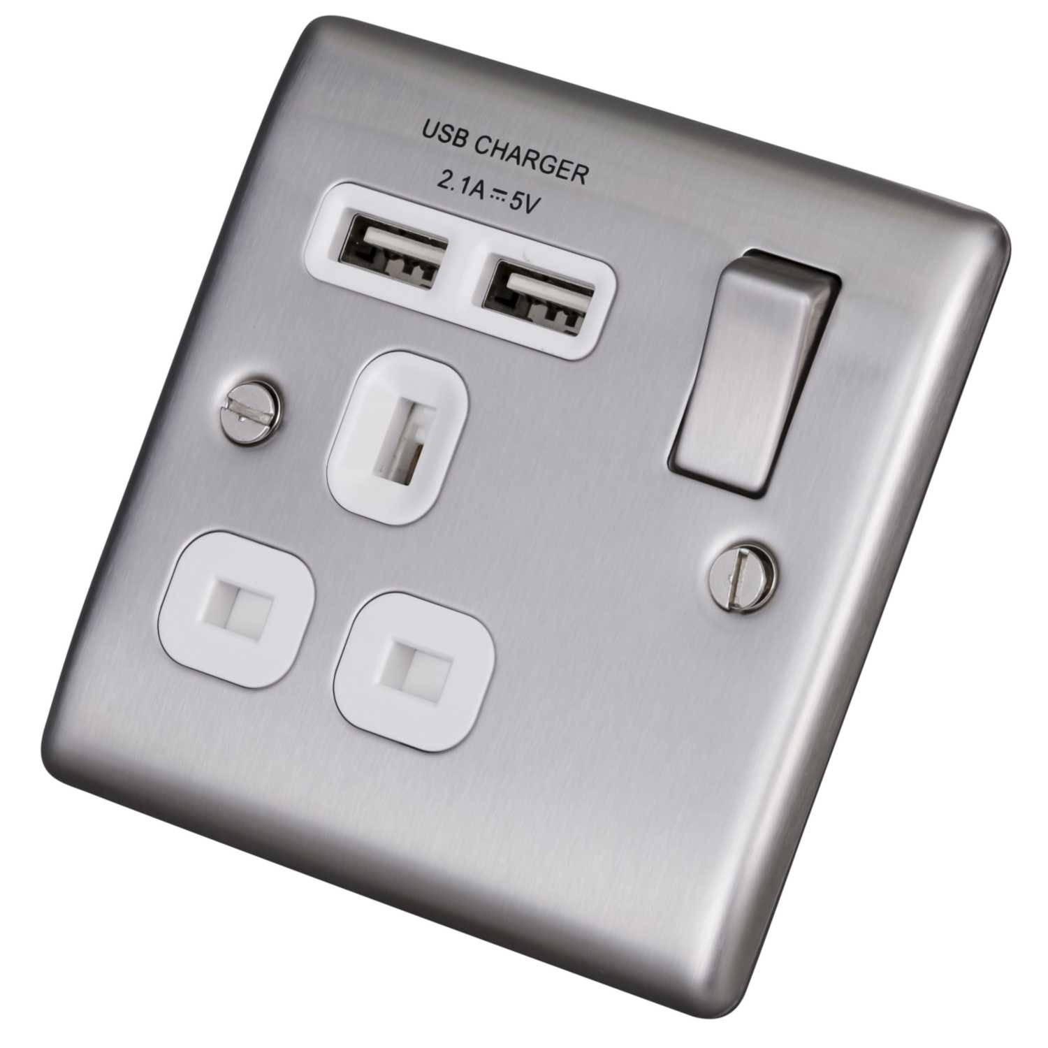 BG 13A 1 Gang Switched Socket with Twin USB Outlets White Insert ...
