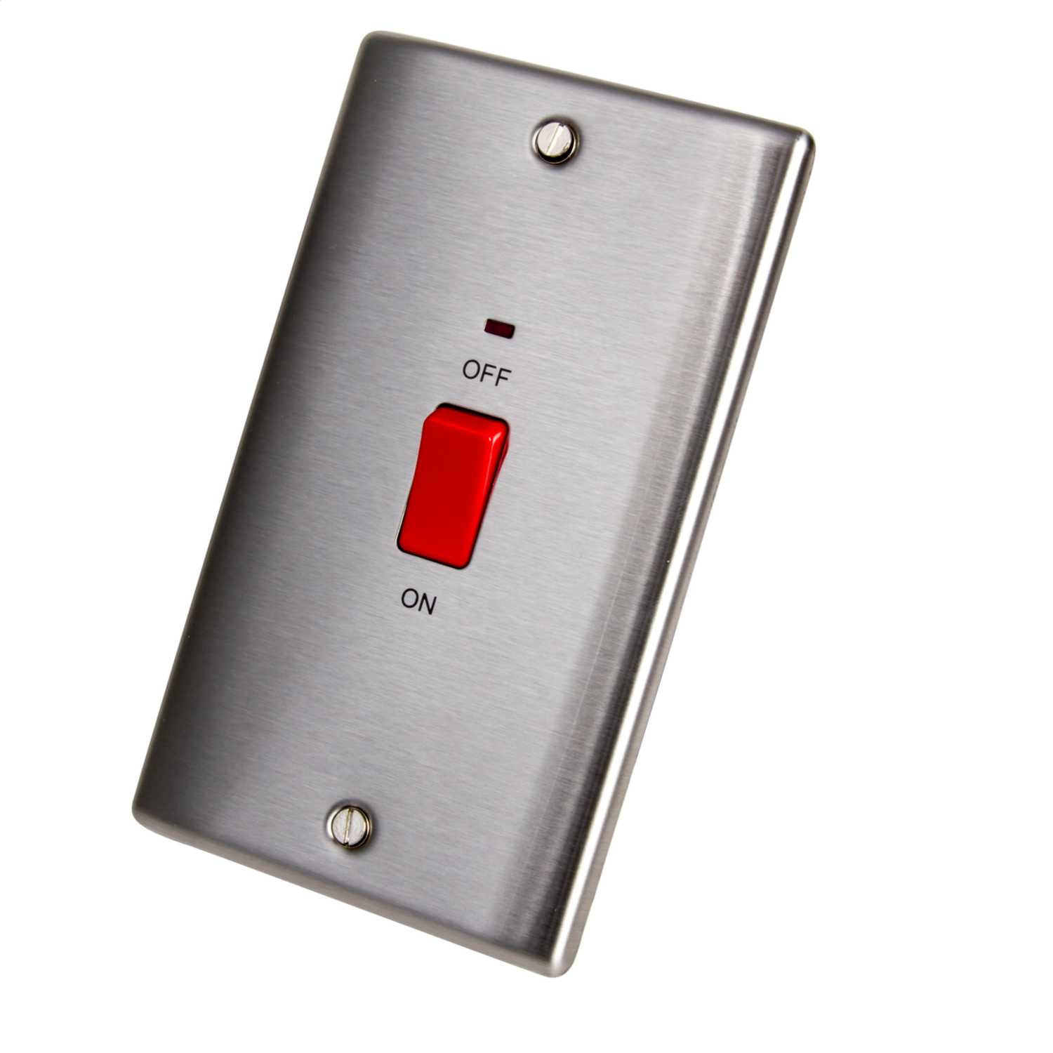 BG 45A DP 2 Gang Vertical Switch with Neon Brushed Steel (NBS72) | CEF