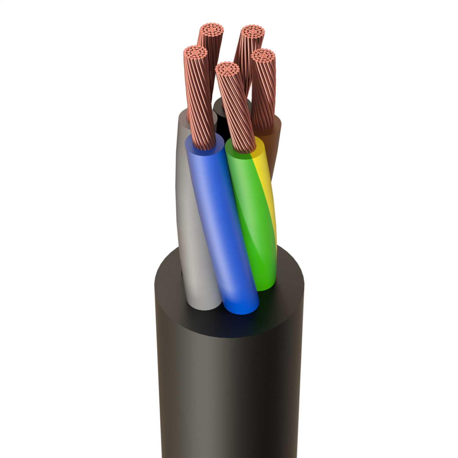 6mm² 5 Core HO7RNF Rubber Flexible Cable (Cut Length Sold By The Mtr ...