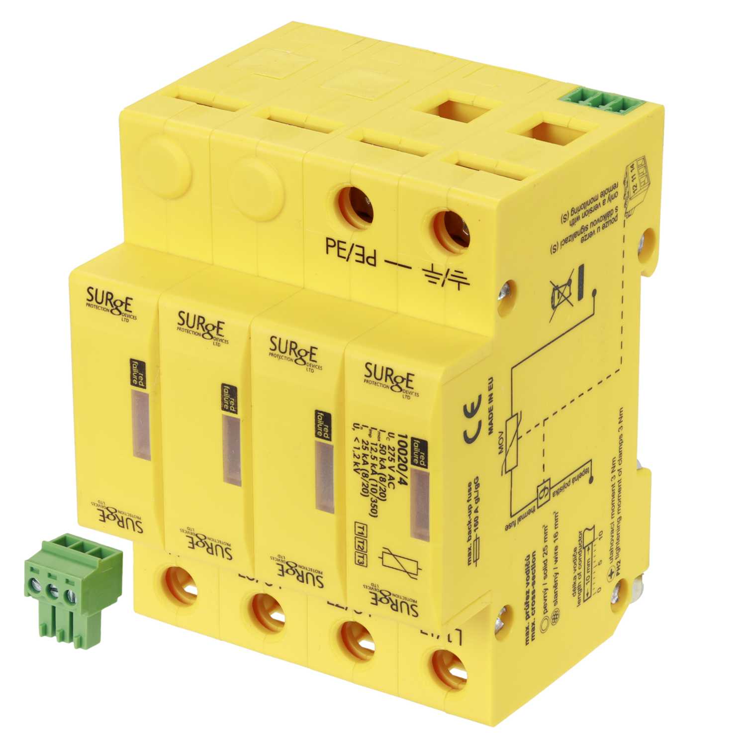 MCG 50kA 4 Module 3 Pole and Neutral Type 1+2+3 Surge Protector (10020/ ...