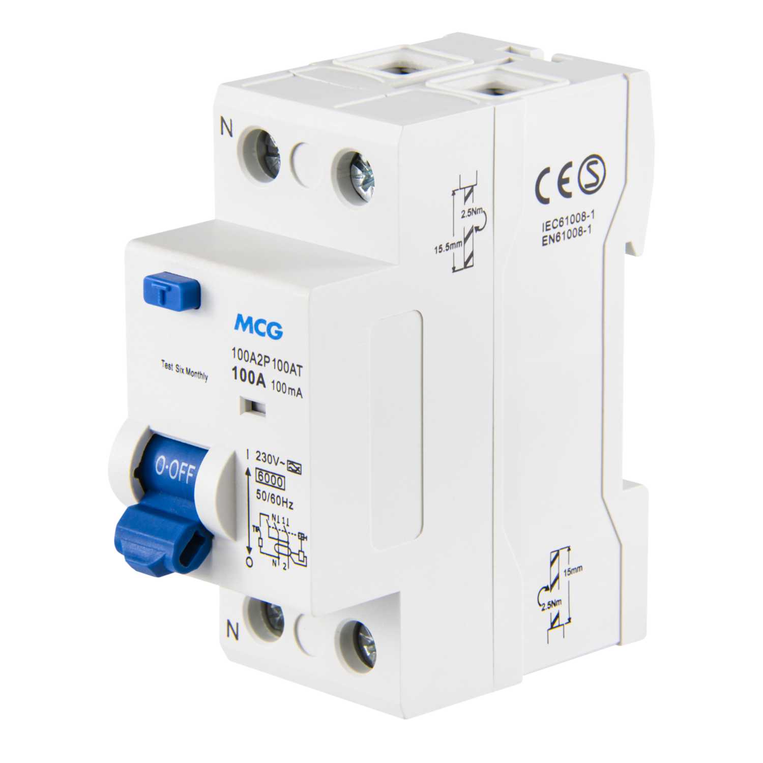 MCG 100A 2 Pole 100mA Type A RCD (100A2P100AT) | CEF