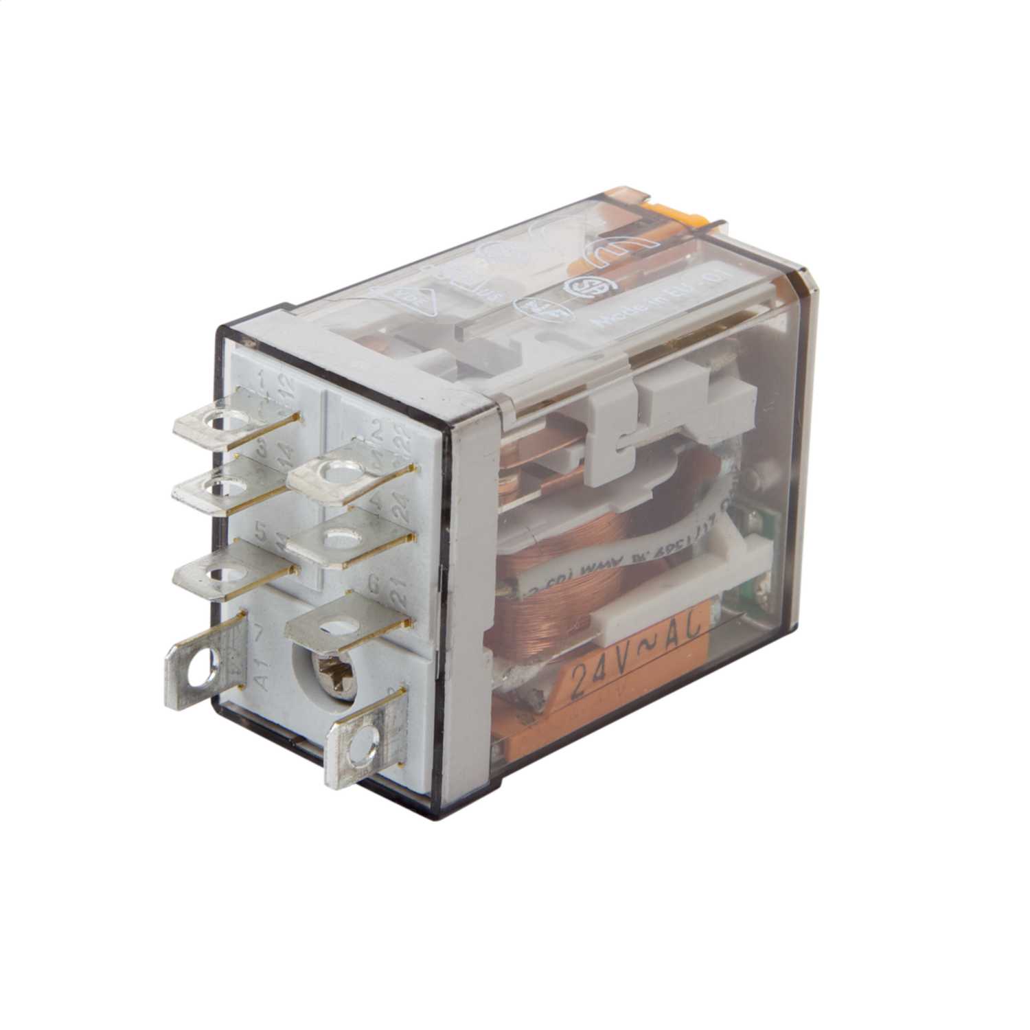 Finder 8 Pin 24V AC 12A 2 Pole Mini Plug In Relay with LED (5632-8024 ...