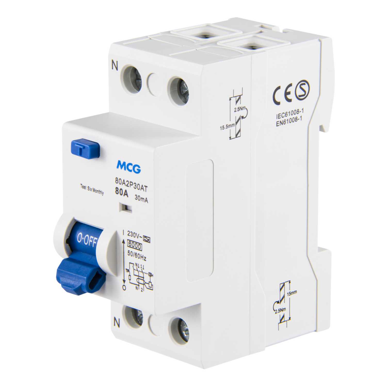 MCG 80A 2 Pole 30mA Type A RCD (80A2P30AT) | CEF