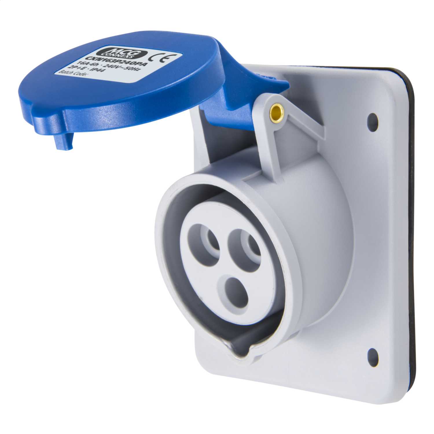 Connexs 16A 2P+E 230V Angled Panel Mounted Socket IP44 (CXN163P240PA) | CEF