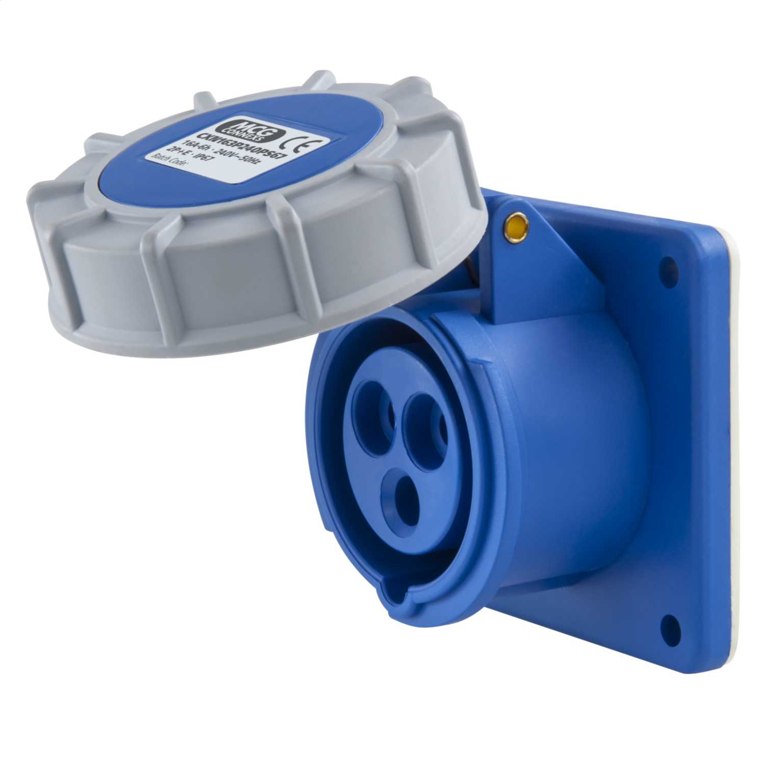 Connexs 16A 2P+E 230V Straight Panel Mounted Socket IP67 ...