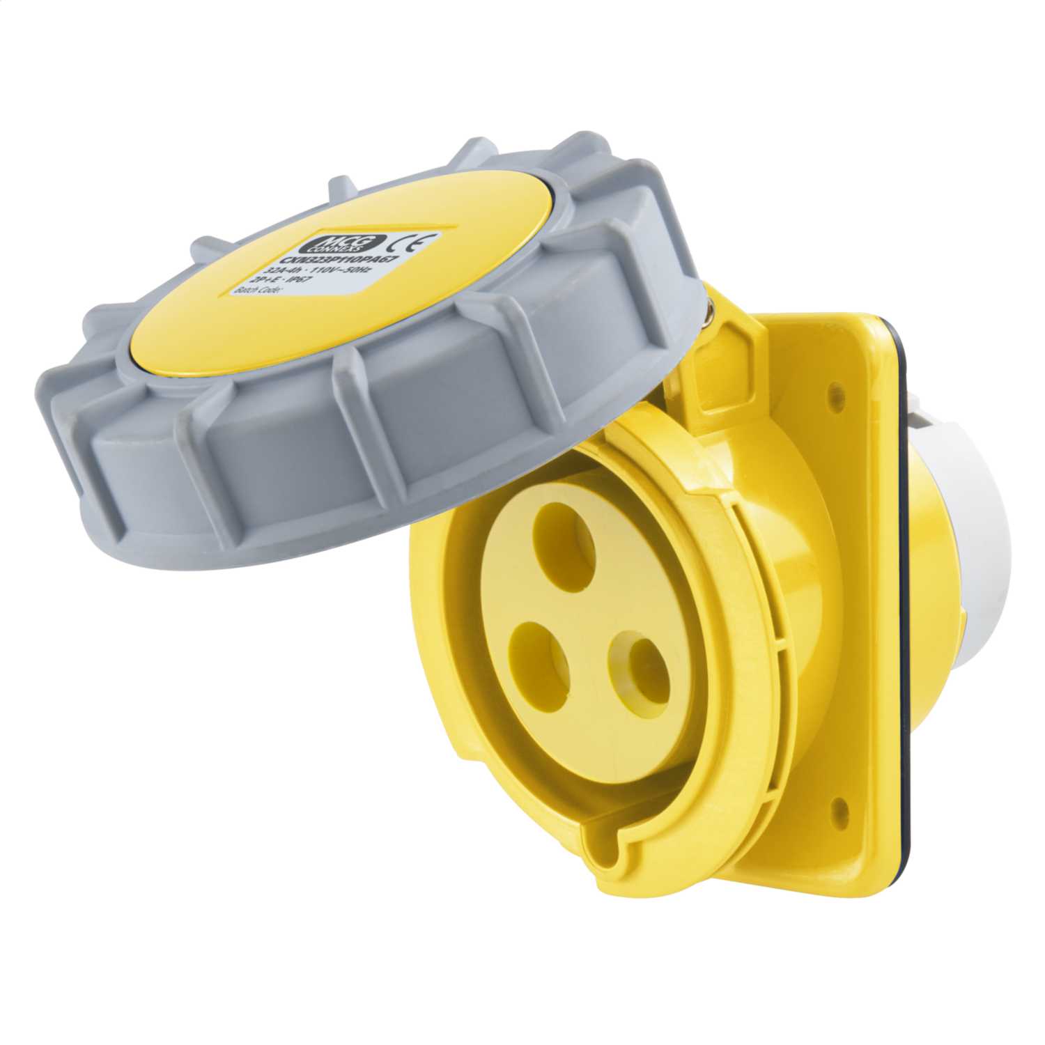 Connexs 32A 2P+E 110V Angled Panel Mounted Socket IP67 (CXN323P110PA67 ...