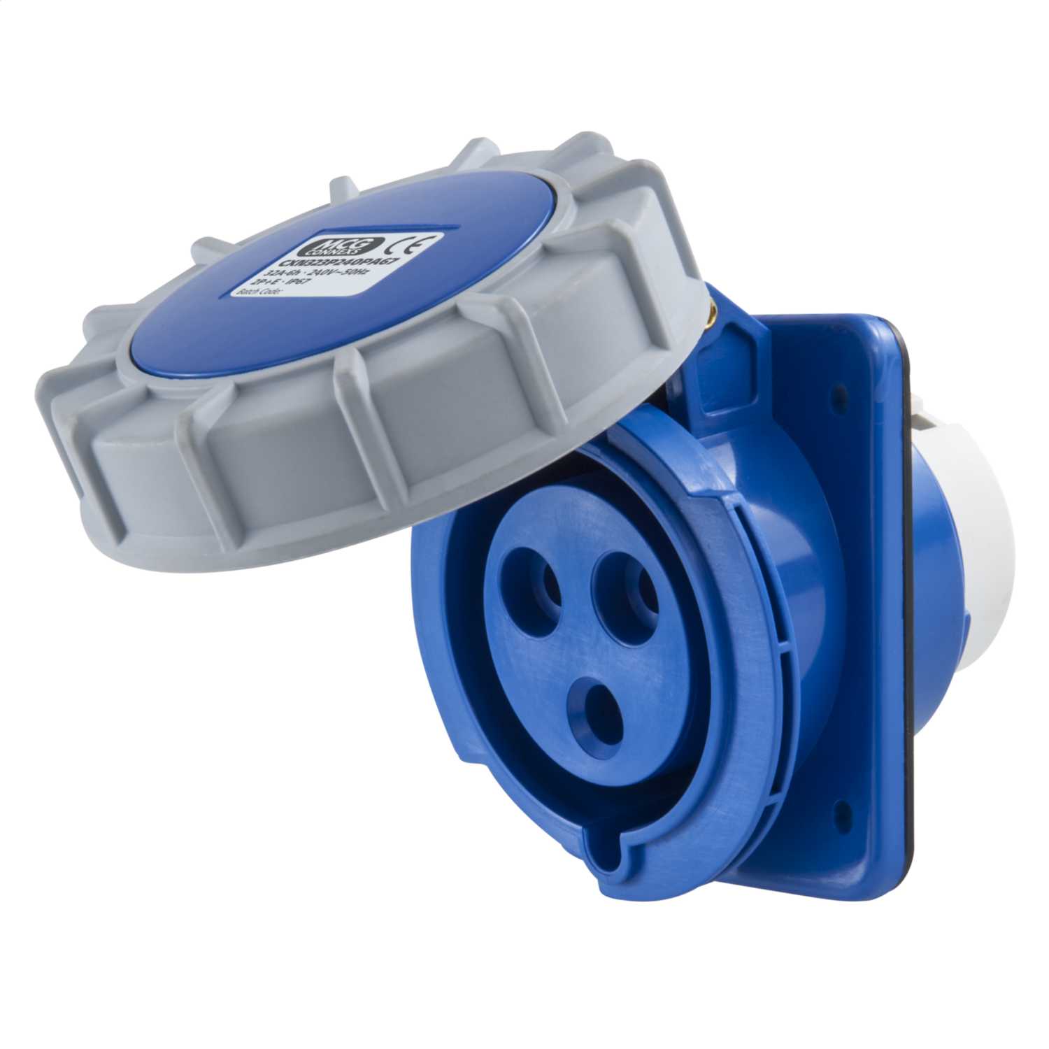 Connexs 32A 2P+E 230V Angled Panel Mounted Socket IP67 (CXN323P240PA67 ...