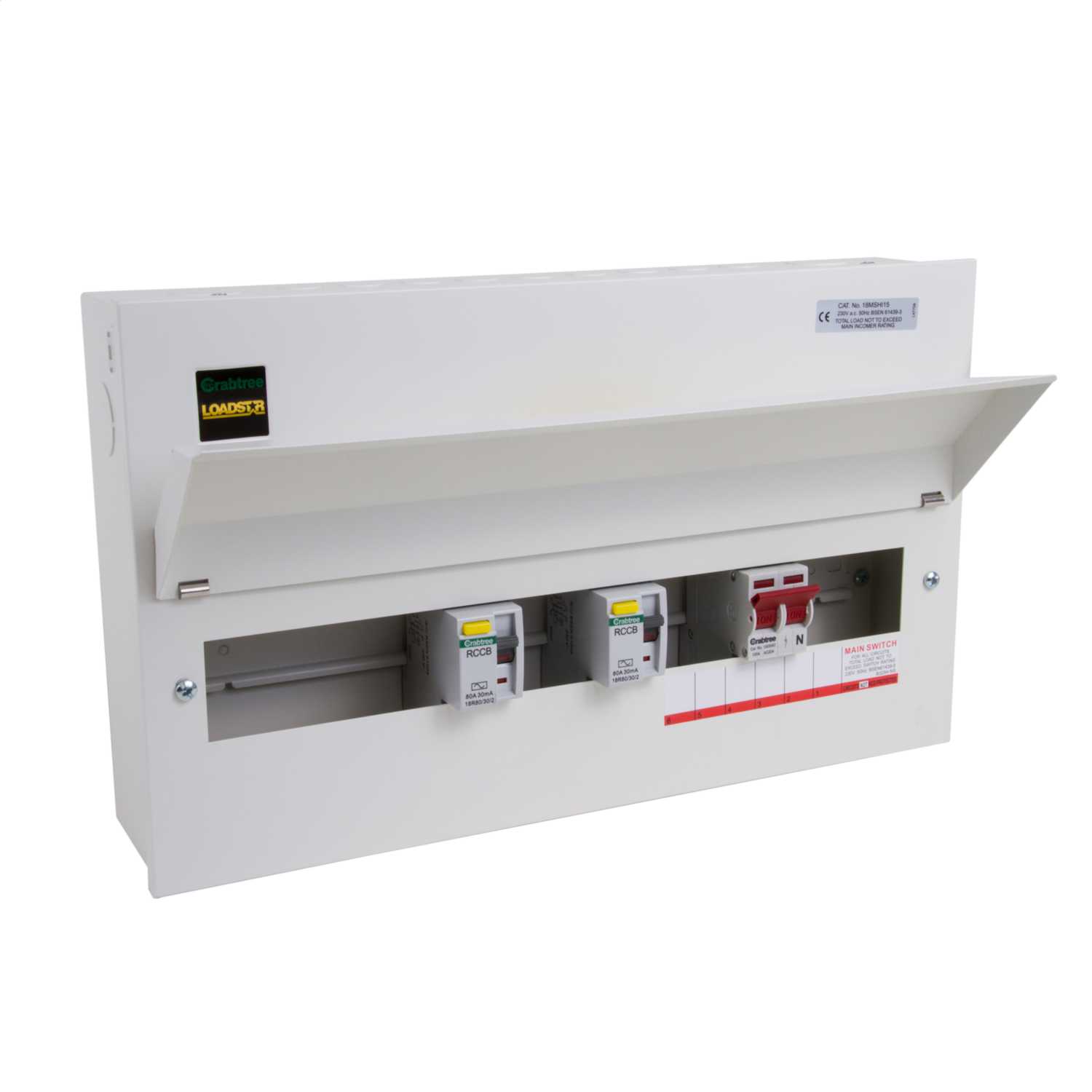 Crabtree Loadstar 15 Way Flexible Dual 80A RCD High Integrity Metal ...